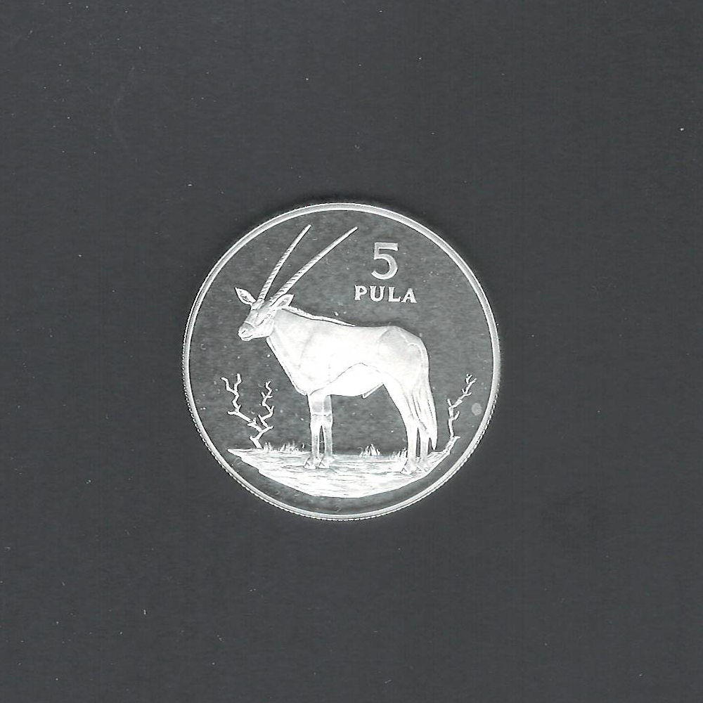 1978 Wildlife 5 Pula Antelope Gemsbok Proof UNC Coin | GoldInSilver